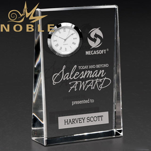 Optical Crystal Freestanding Award with Silver Clock - Buy Crystal ...