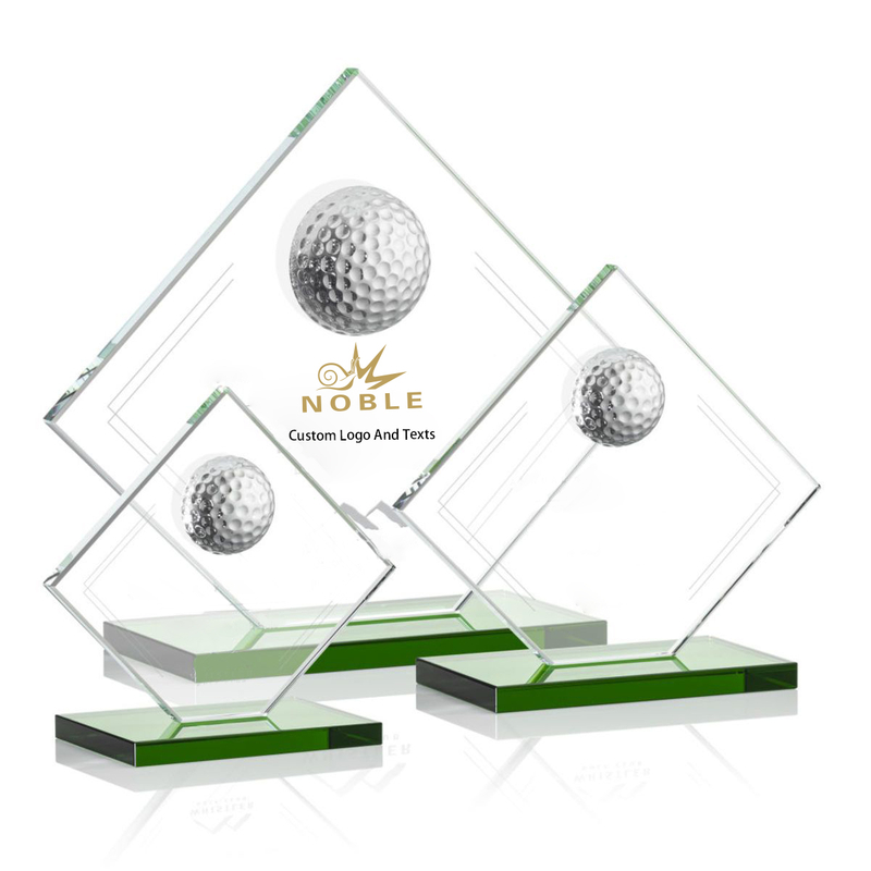Noble High Quality Glass Plaque with Silver Golf Ball Business Gift ...