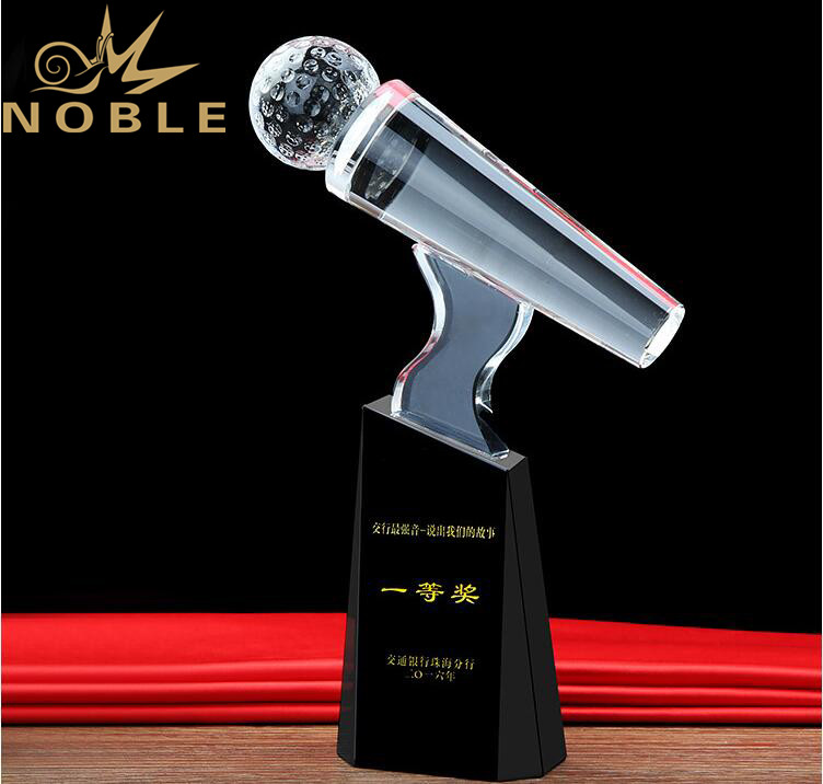 Noble Best Selling High Quality Free Engraving Crystal Microphone Award ...